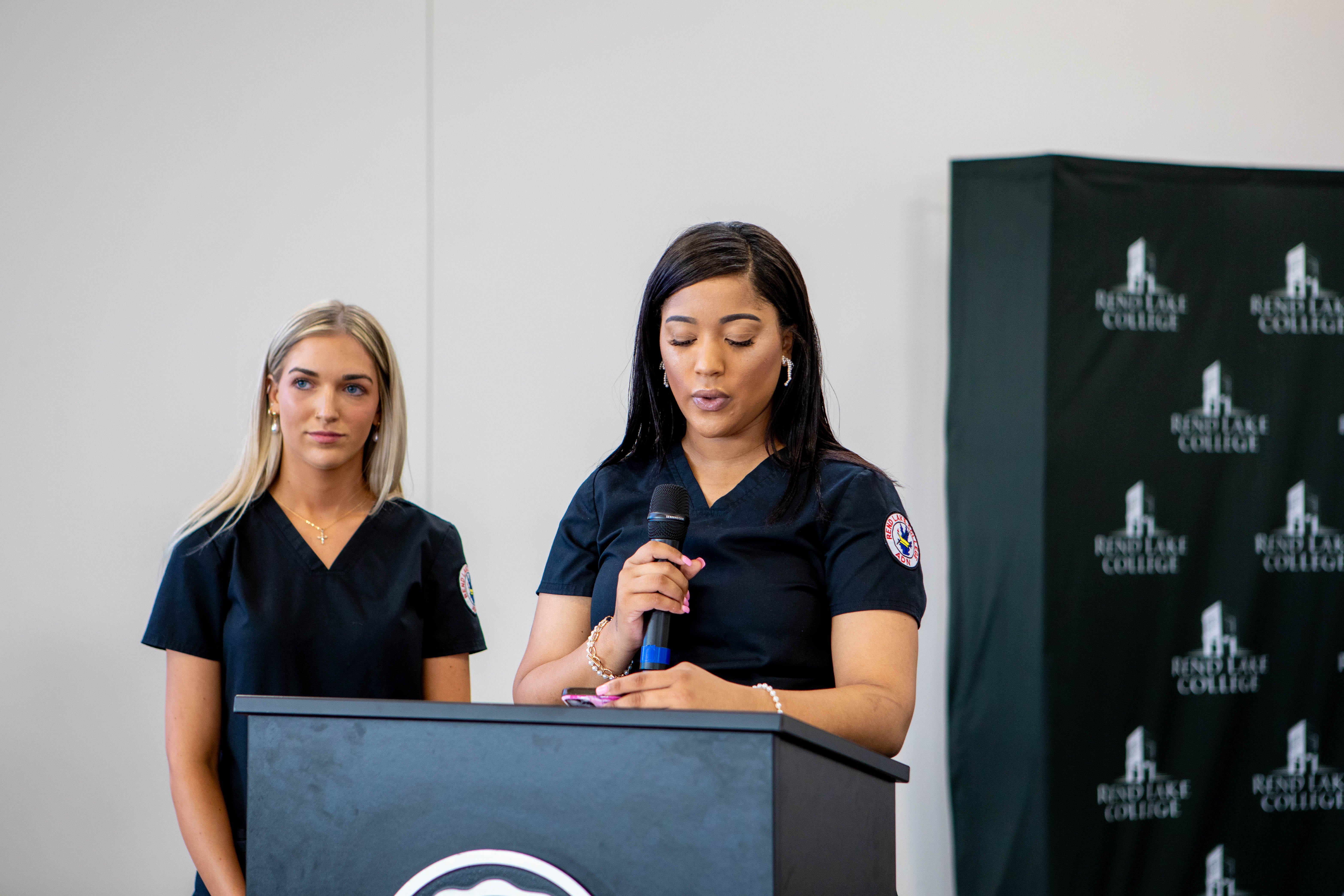 The 2025 nursing class speakers, Chloe Goodwin (left) and Jamera ...